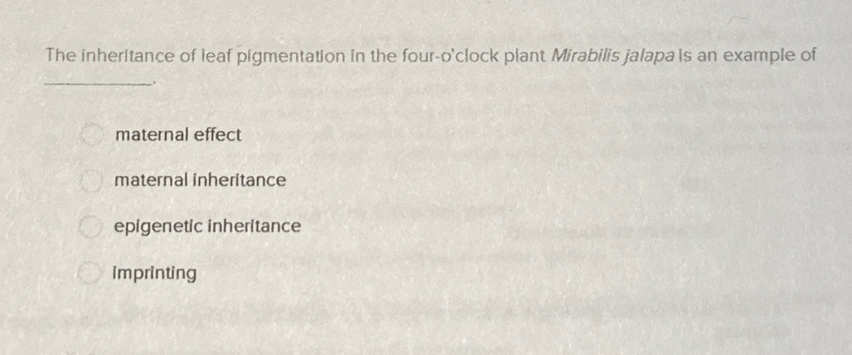 Solved The inheritance of leaf pigmentation in the | Chegg.com