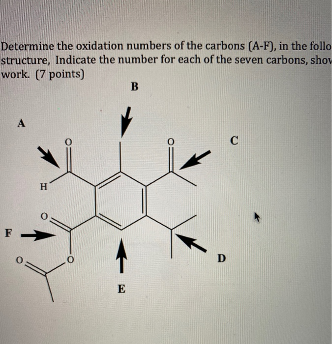 Solved Determine the oxidation numbers of the carbons (A-F), | Chegg.com