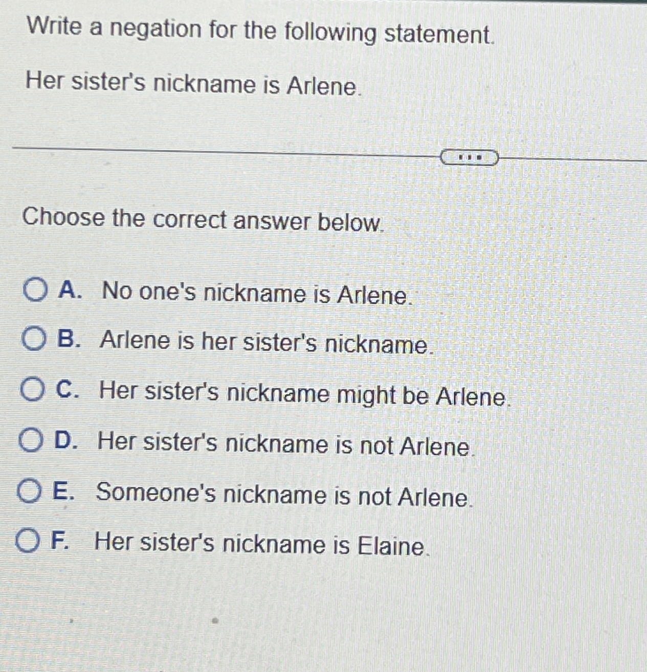 Write A Negation For The Following Statement Her