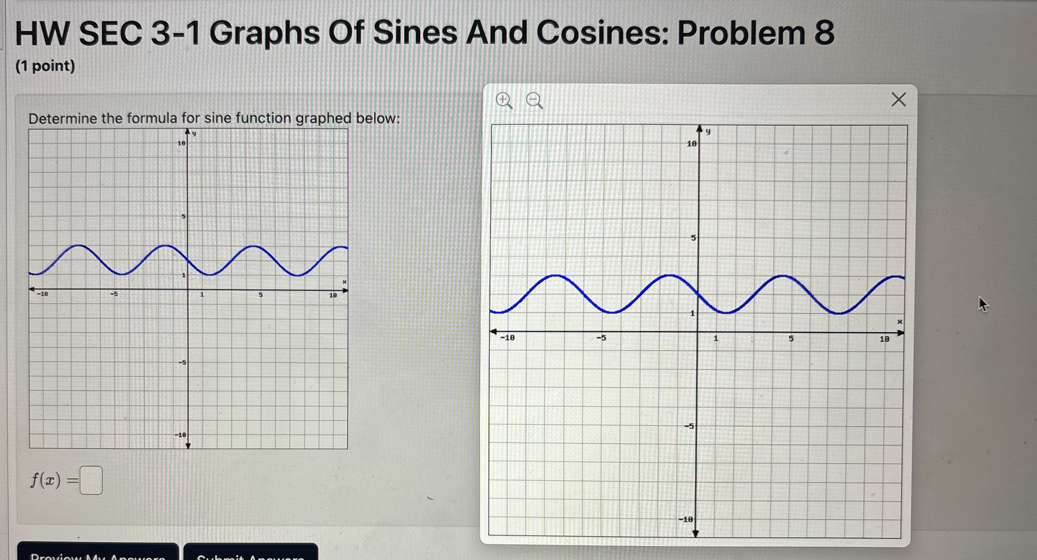 Solved HW SEC 3-1 ﻿Graphs Of Sines And Cosines: Problem 8(1 | Chegg.com