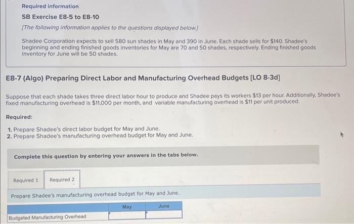 Solved Required information SB Exercise E8-5 to E8-10 [The | Chegg.com