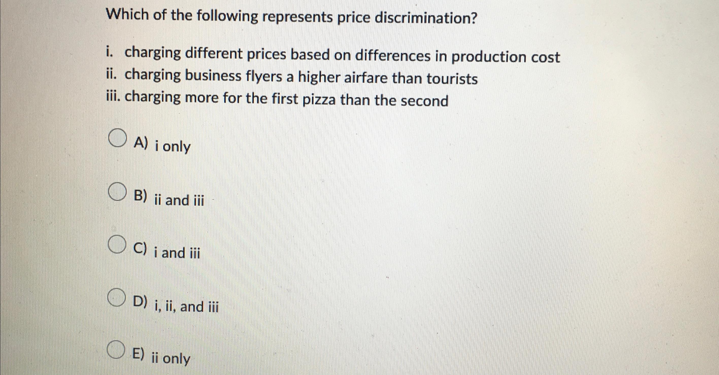 Solved Which of the following represents price | Chegg.com