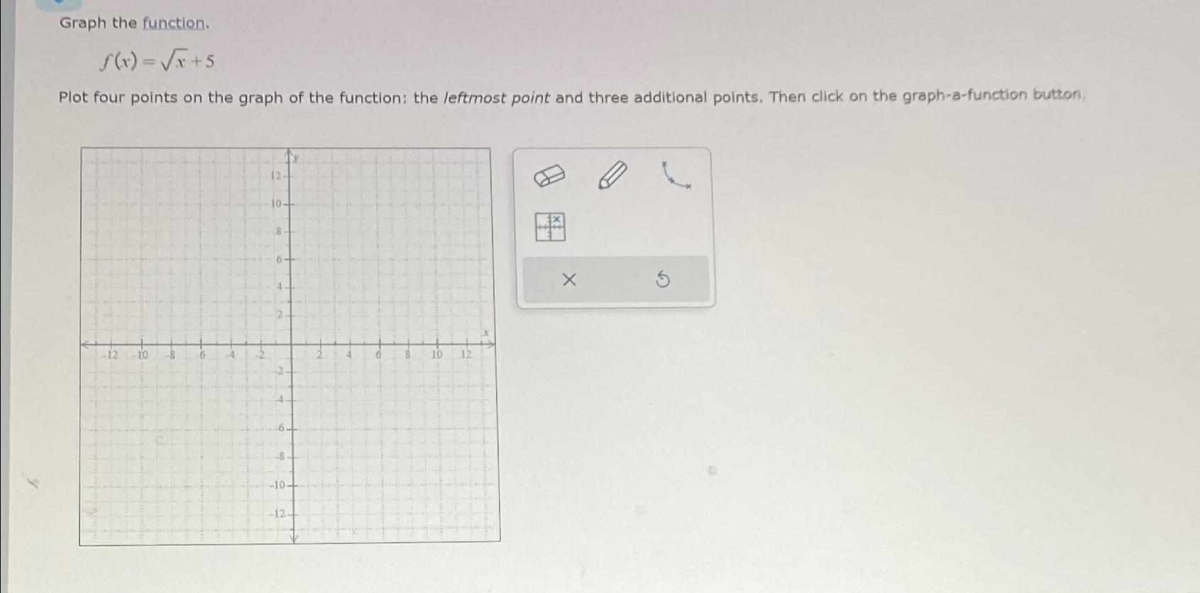 Solved Graph the function.f(x)=x2+5Plot four points on the | Chegg.com