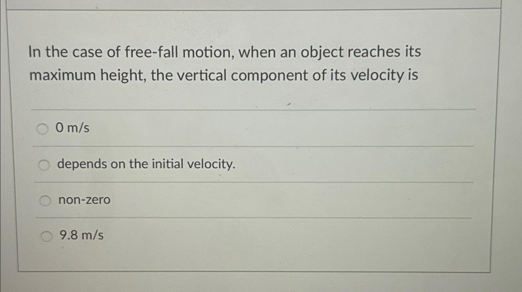 Solved In the case of free-fall motion, when an object | Chegg.com
