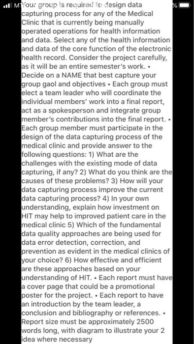 Your group is required to design data capturing | Chegg.com