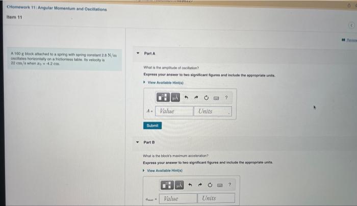 Solved A 160 g. block attached to a woring with eping | Chegg.com