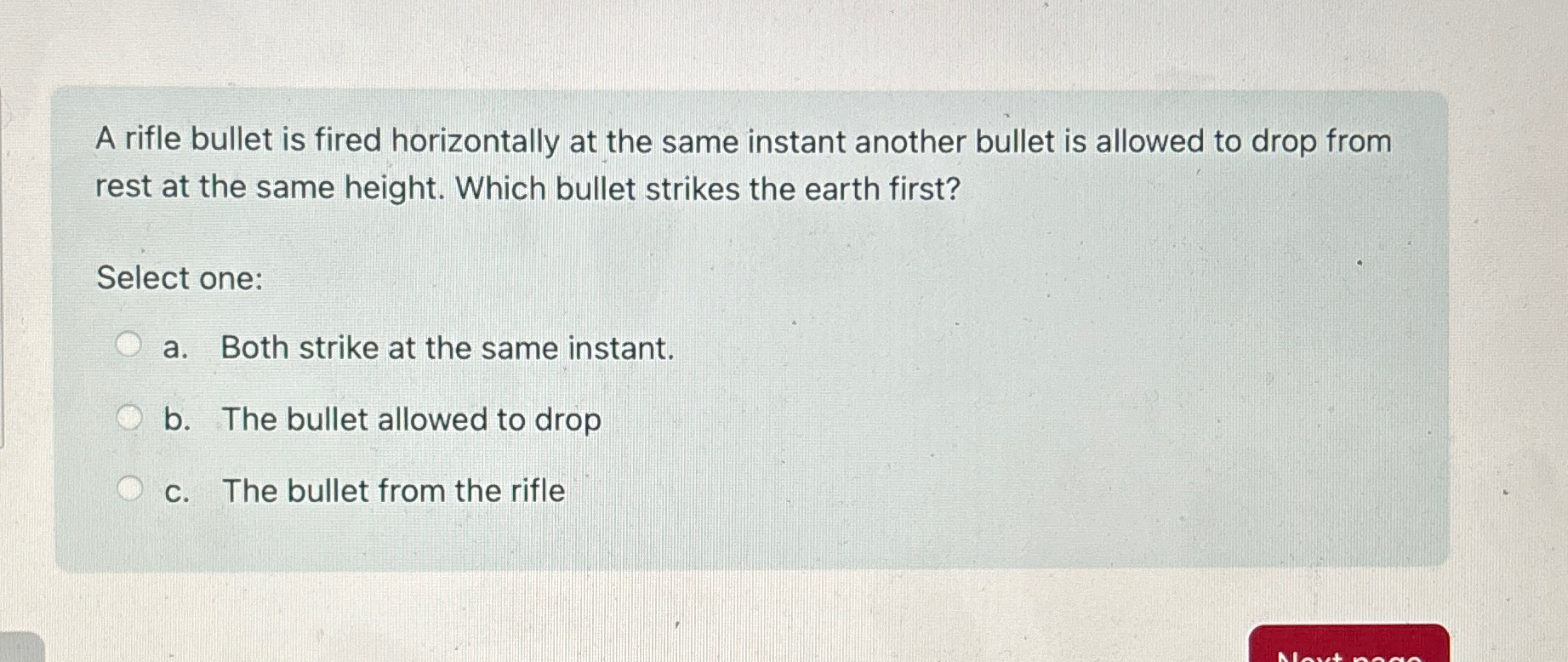Solved A rifle bullet is fired horizontally at the same | Chegg.com