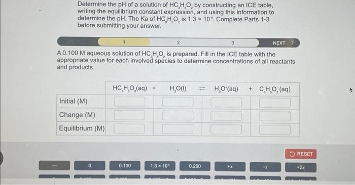 Solved Determine the pH of a solution of HC3H3O2 by | Chegg.com