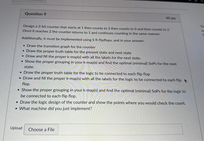 Solved Design a 2-bit counter that starts at 1 then counts | Chegg.com