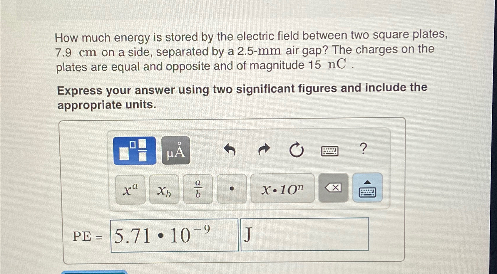 Solved How much energy is stored by the electric field | Chegg.com