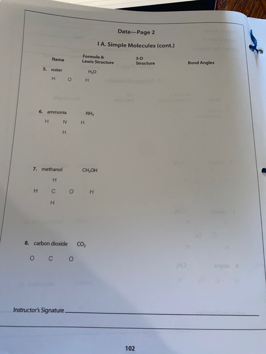 Solved Report Form Experiments Molecular Shapes Name Section