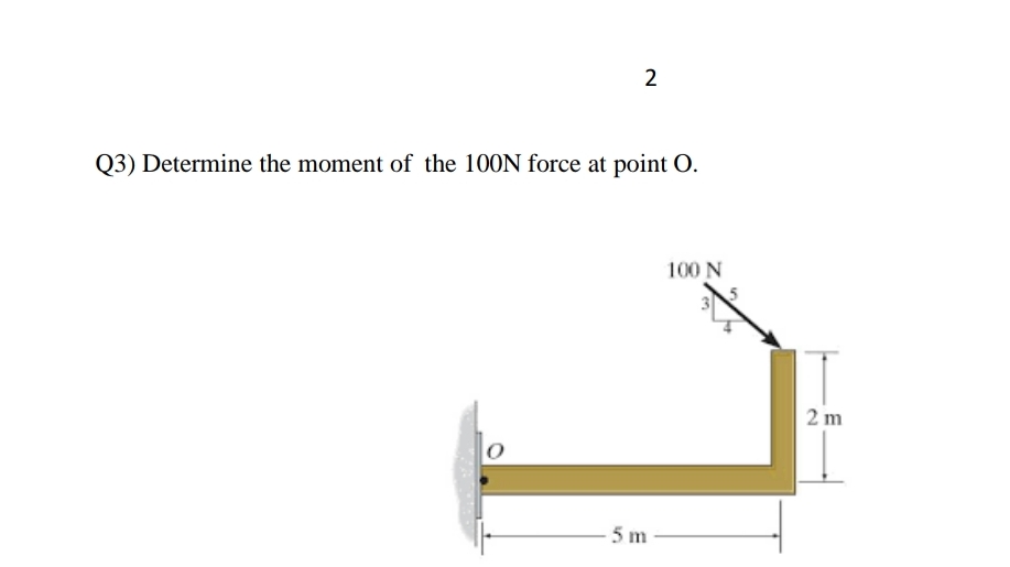 Solved 2Q3) ﻿Determine the moment of the 100N ﻿force at | Chegg.com