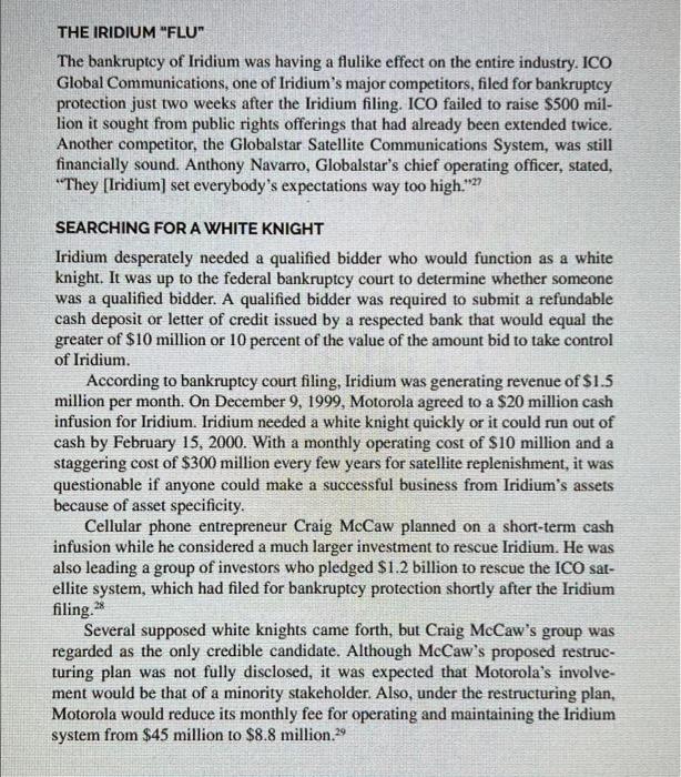 Solved The Rise, Fall, and Resurrection of Iridium: A | Chegg.com