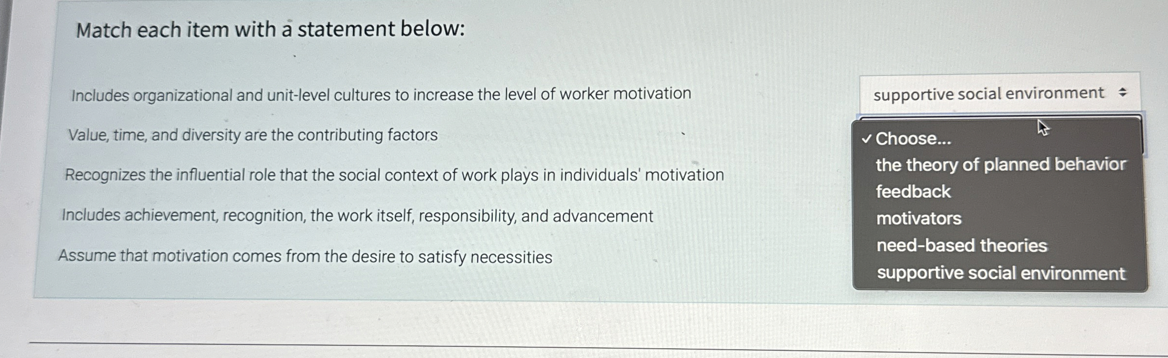 Solved Match each item with a statement below:Includes | Chegg.com