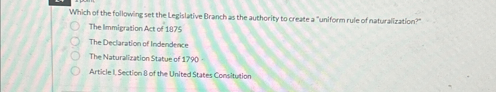Solved Which of the following set the Legislative Branch as | Chegg.com
