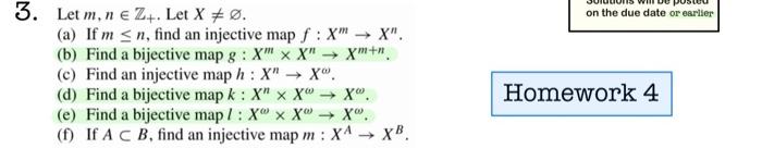 Solved 3. Let m,n∈Z+. Let X =∅. (a) If m≤n, find an | Chegg.com
