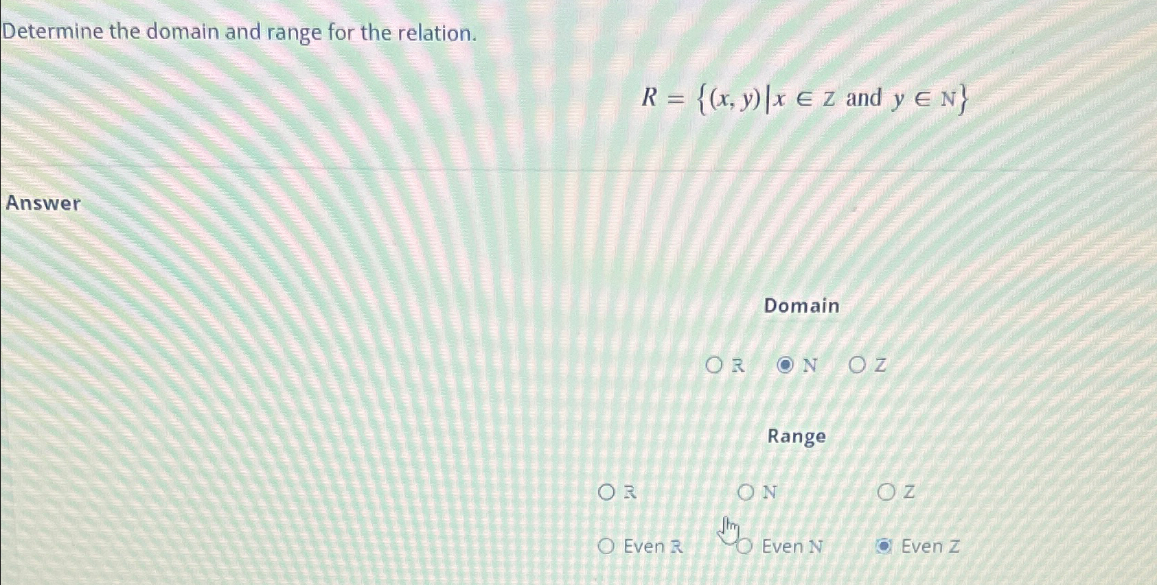 Solved Determine the domain and range for the | Chegg.com
