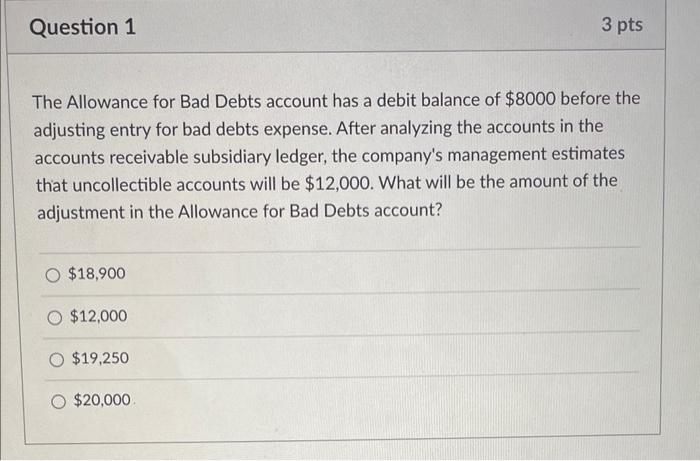 Solved The Allowance for Bad Debts account has a debit | Chegg.com