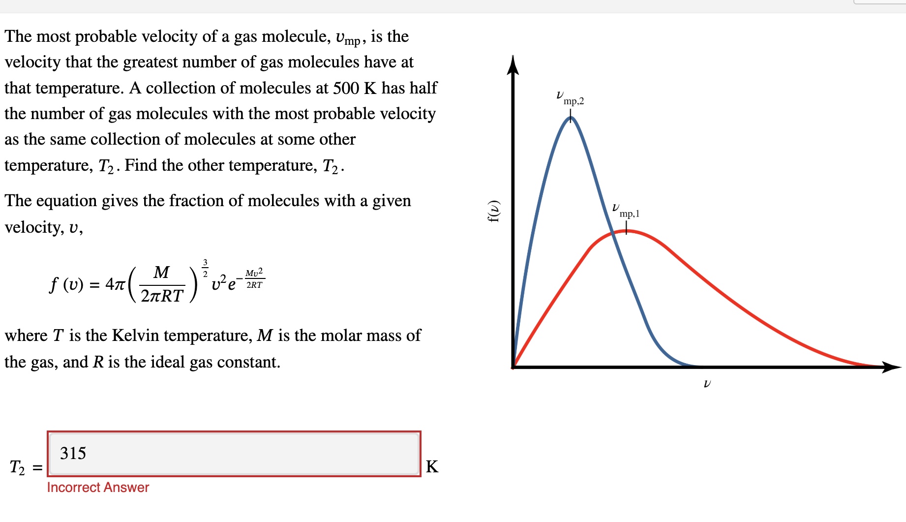 Solved The most probable velocity of ﻿a gas molecule, | Chegg.com