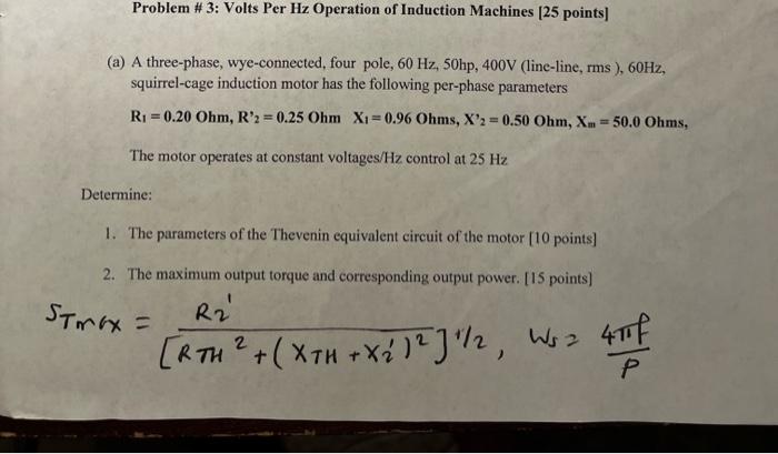Solved (a) A three-phase, wye-connected, four pole, 60 | Chegg.com