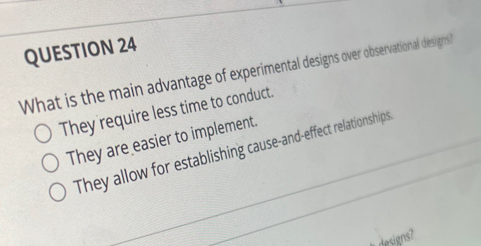 Solved QUESTION 24What is the main advantage of experimental | Chegg.com