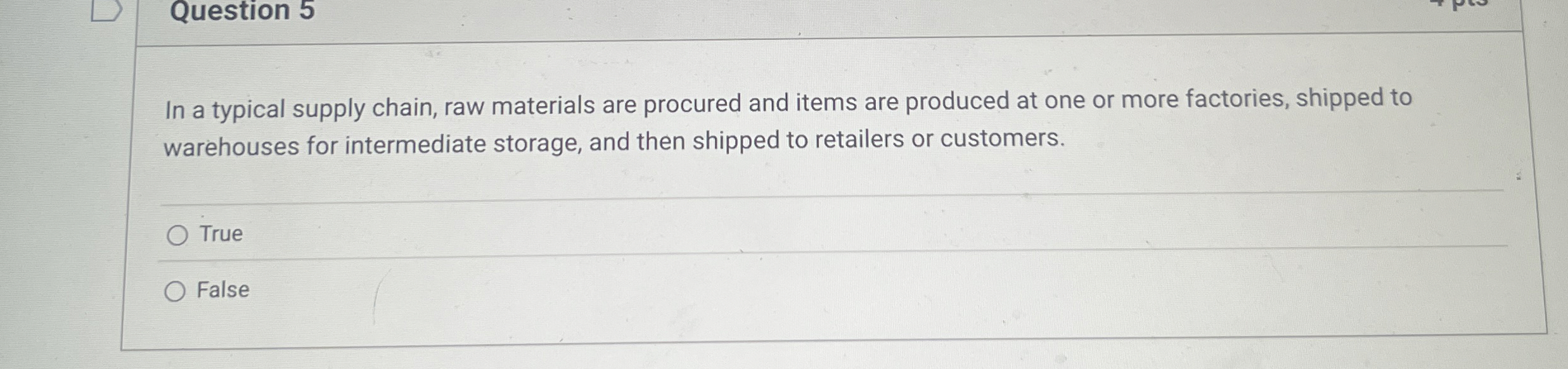 Solved Question 5In a typical supply chain, raw materials | Chegg.com