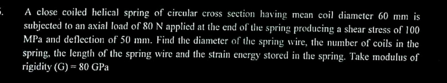 Solved A close coiled helical spring of circular cross | Chegg.com