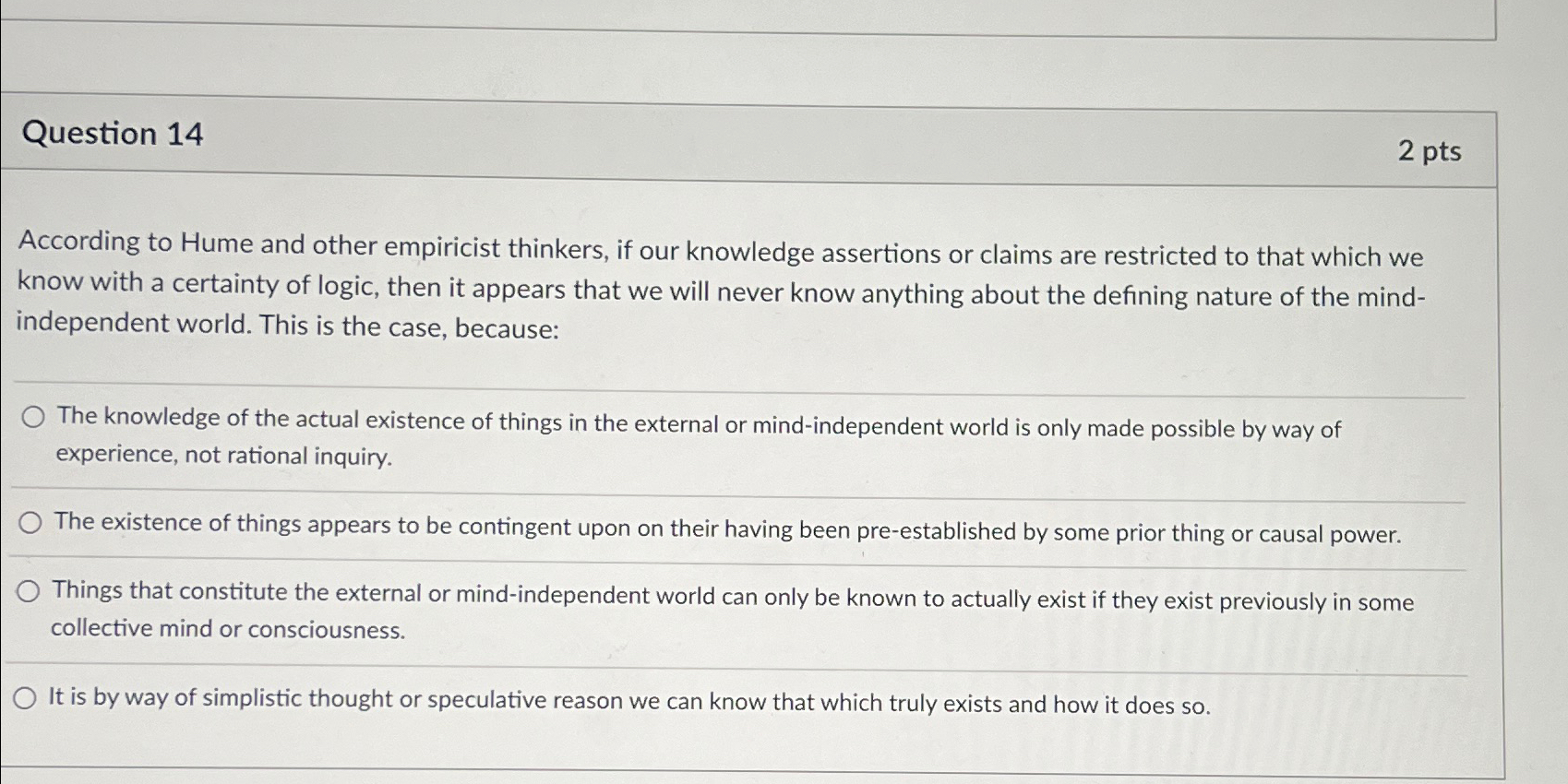 Solved Question 142 ﻿ptsAccording to Hume and other | Chegg.com