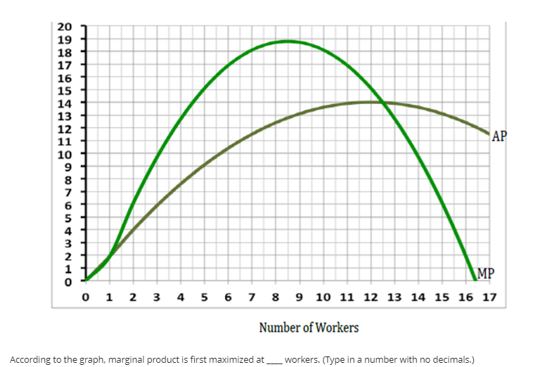 Solved According to the graph, marginal product is first | Chegg.com