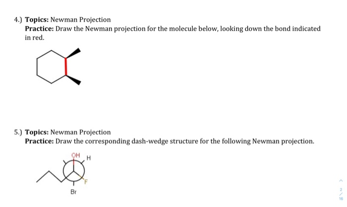 Solved 4.) Topics: Newman Projection Practice: Draw the | Chegg.com
