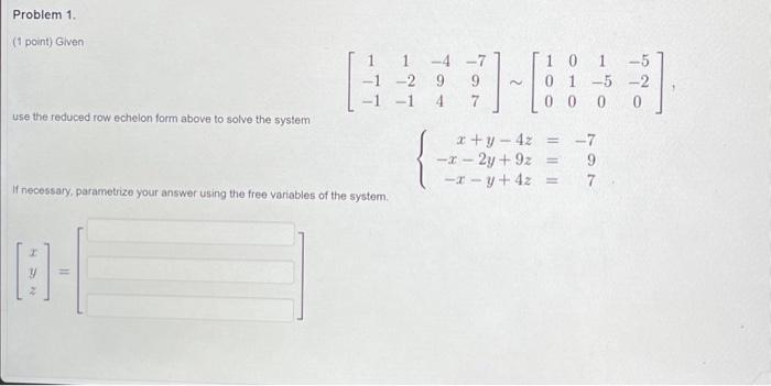 Solved Problem 1. (1 point) Given: | Chegg.com