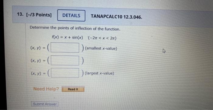 Solved Determine the points of inflection of the function. | Chegg.com