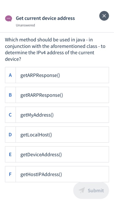 Solved Get IP address in Java Unanswered Which method should | Chegg.com
