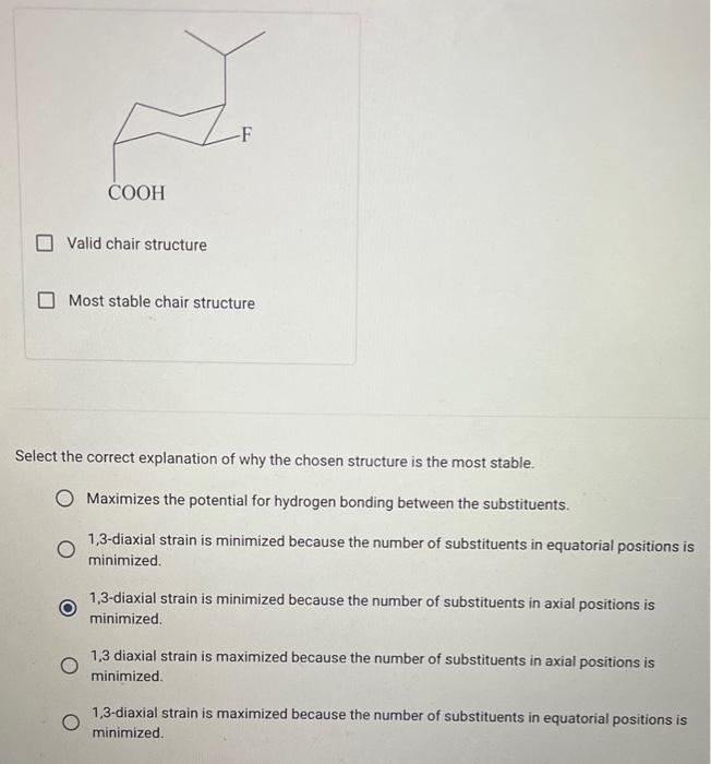 Solved Valid chair structure Most stable chair structure | Chegg.com