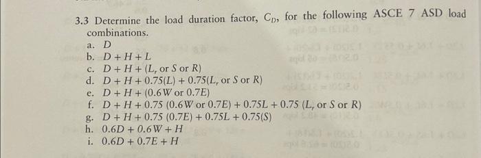 Solved 3.3 Determine the load duration factor, Cp, for the | Chegg.com
