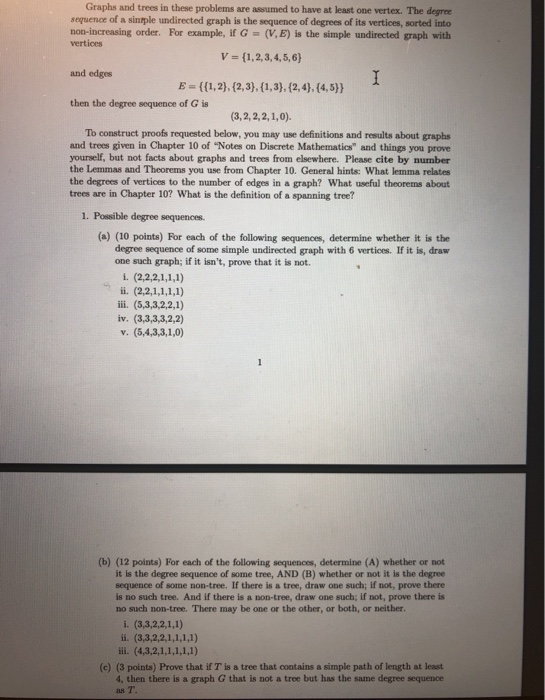 Solved Graphs and trees in these problems are assumed to | Chegg.com