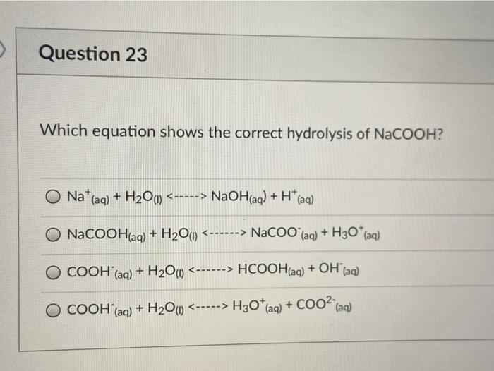 Solved 3) Question 23 Which equation shows the correct | Chegg.com