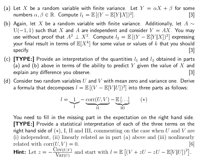 Solved (a) Let X be a random variable with finite variance. | Chegg.com