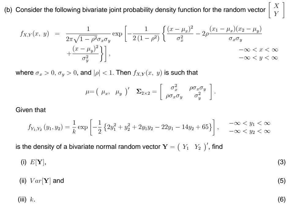 Solved (b) Consider the following bivariate joint | Chegg.com