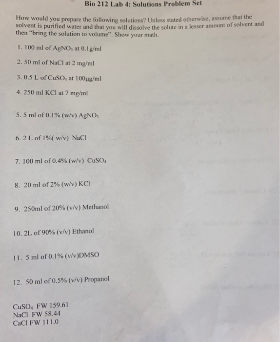 Solved Bio 212 Lab 4: Solutions Problem Set How would you | Chegg.com