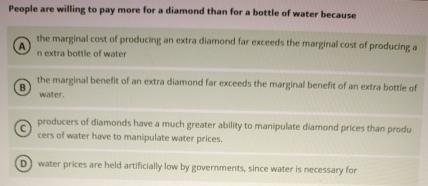 Solved People are willing to pay more for a diamond than for | Chegg.com