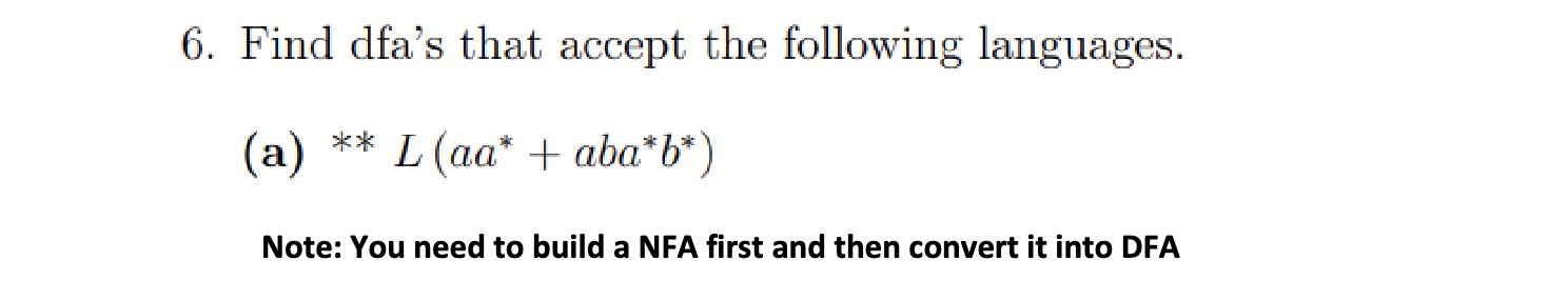Solved Find dfa's that accept the following languages. | Chegg.com