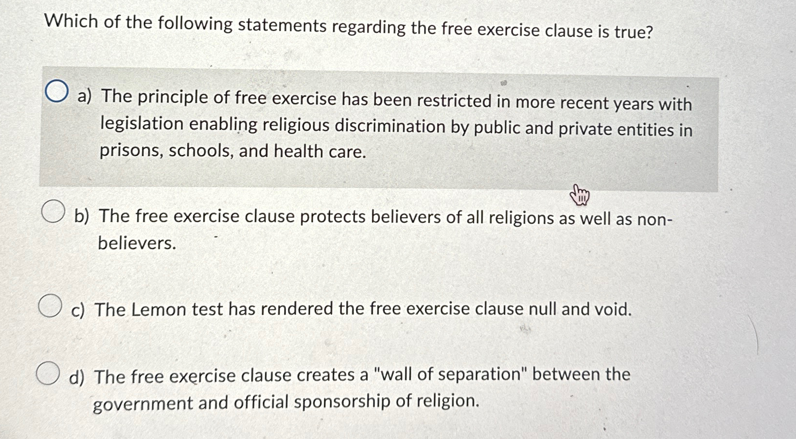 Solved Which of the following statements regarding the free | Chegg.com