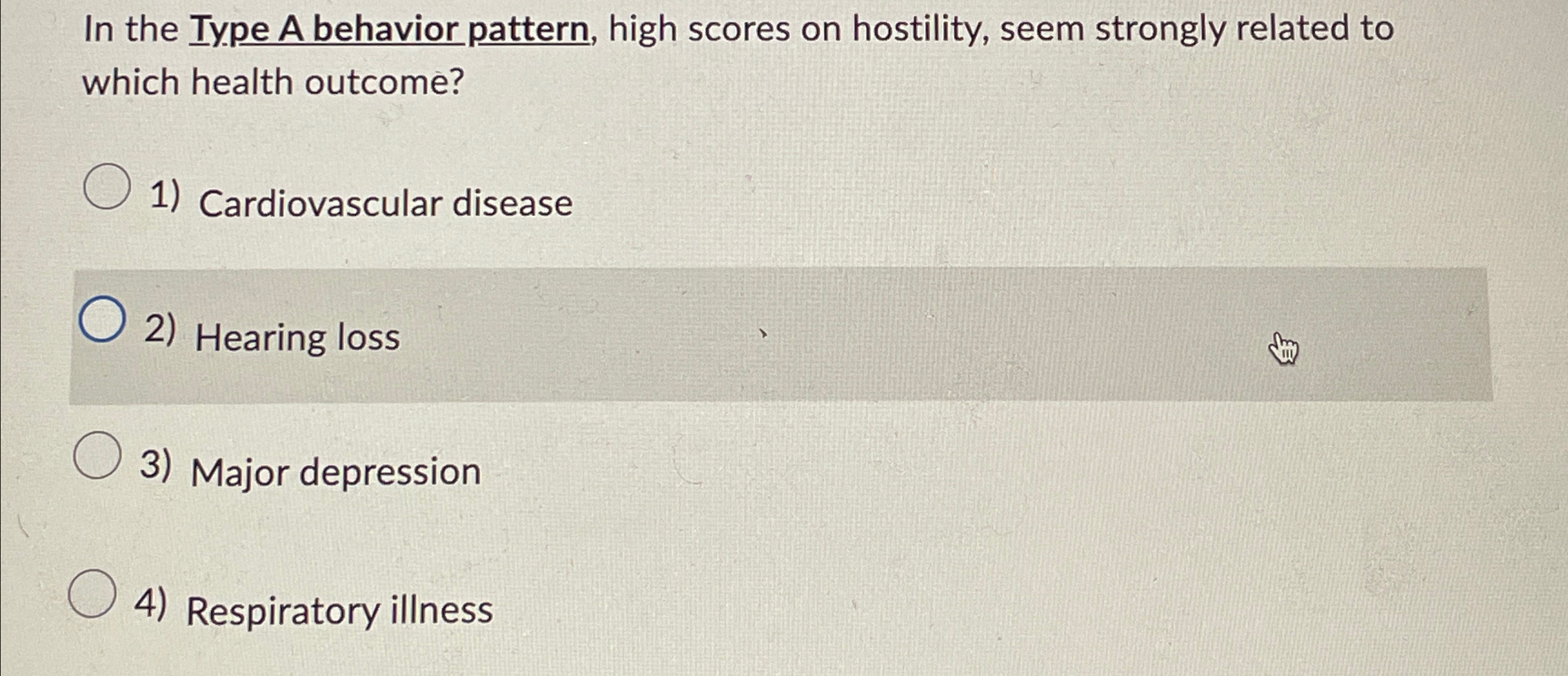 Solved In the Type A behavior pattern, high scores on | Chegg.com