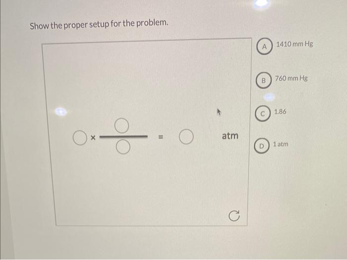 Solved Show the proper setup for the problem. | Chegg.com