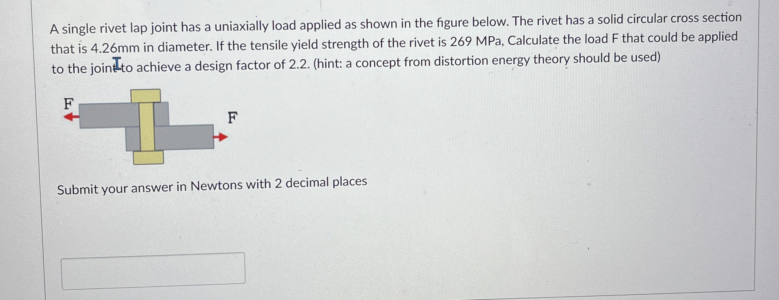 Solved A single rivet lap joint has a uniaxially load | Chegg.com
