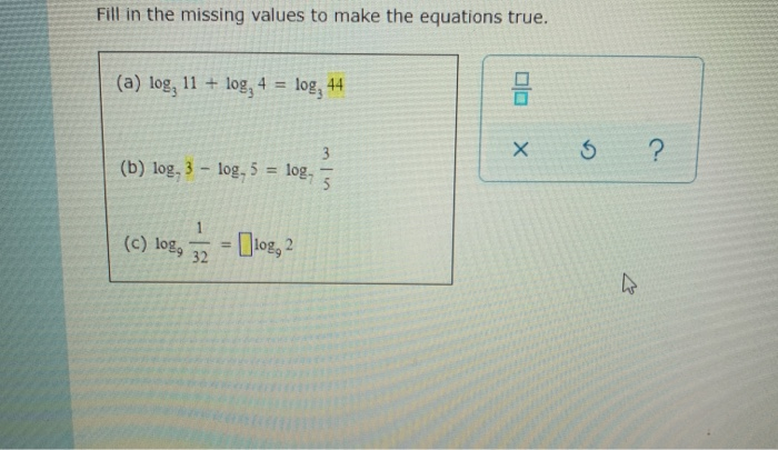 Solved Fill in the missing values to make the equations | Chegg.com