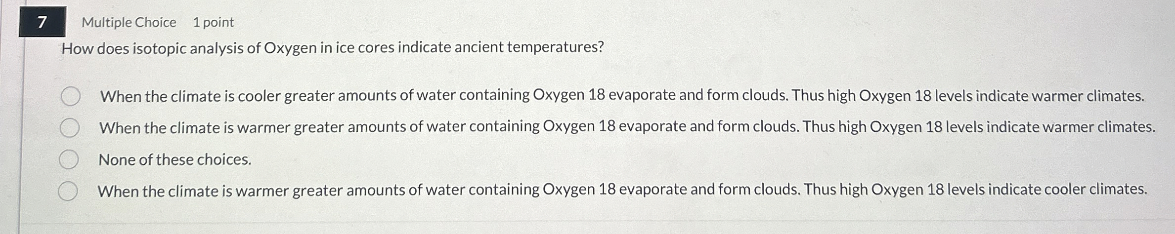 Solved 7Multiple Choice1 ﻿pointHow does isotopic analysis of | Chegg.com