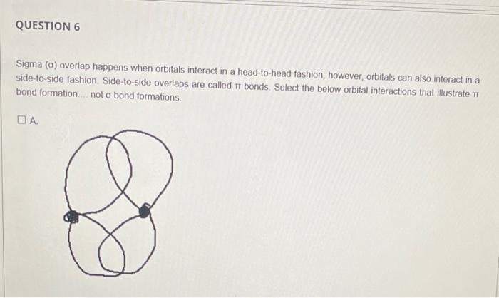 Solved QUESTION 6 Sigma () overlap happens when orbitals | Chegg.com