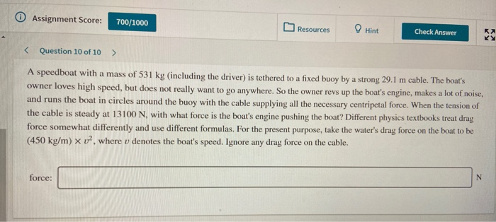 Solved Assignment Score: 700/1000 Resources Hint Check | Chegg.com